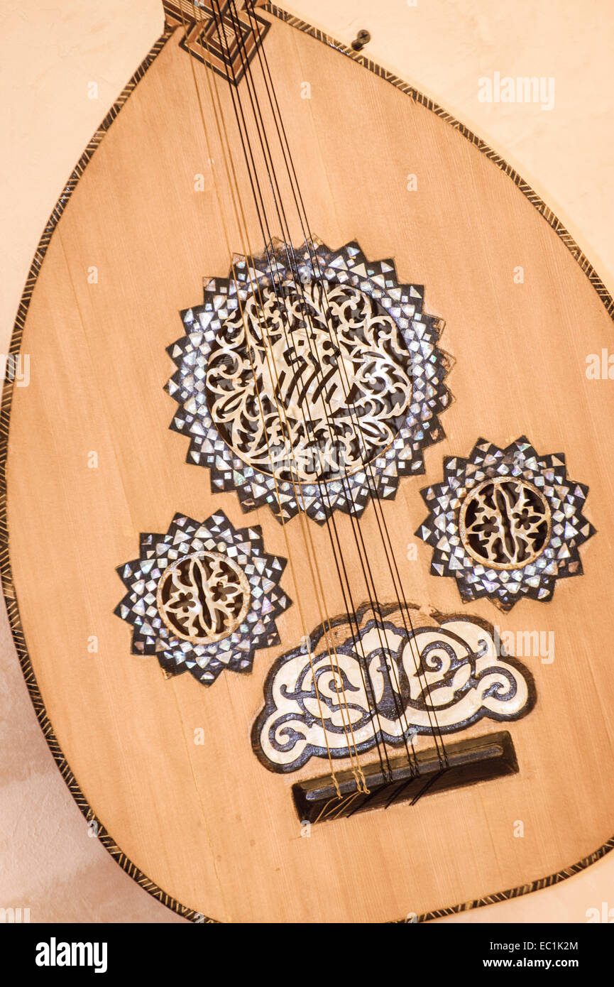 Oud on display. From Damascus, Syria. Showing 5 pairs of strings (the ...