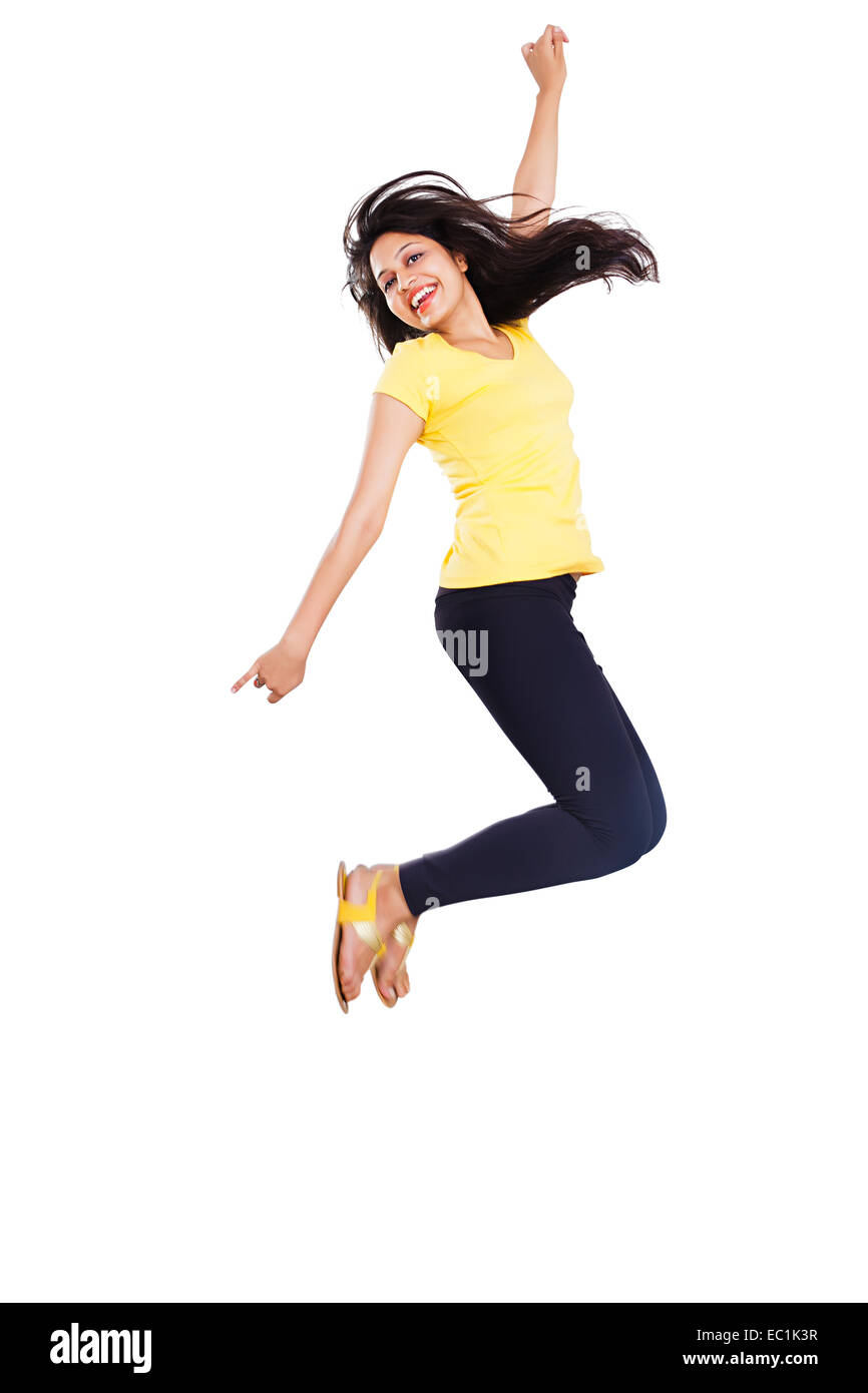 1 indian Beautiful girl jump Mischief Stock Photo - Alamy