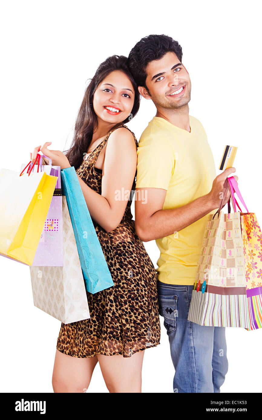 2 indian couple credit card online Shopping Stock Photo - Alamy
