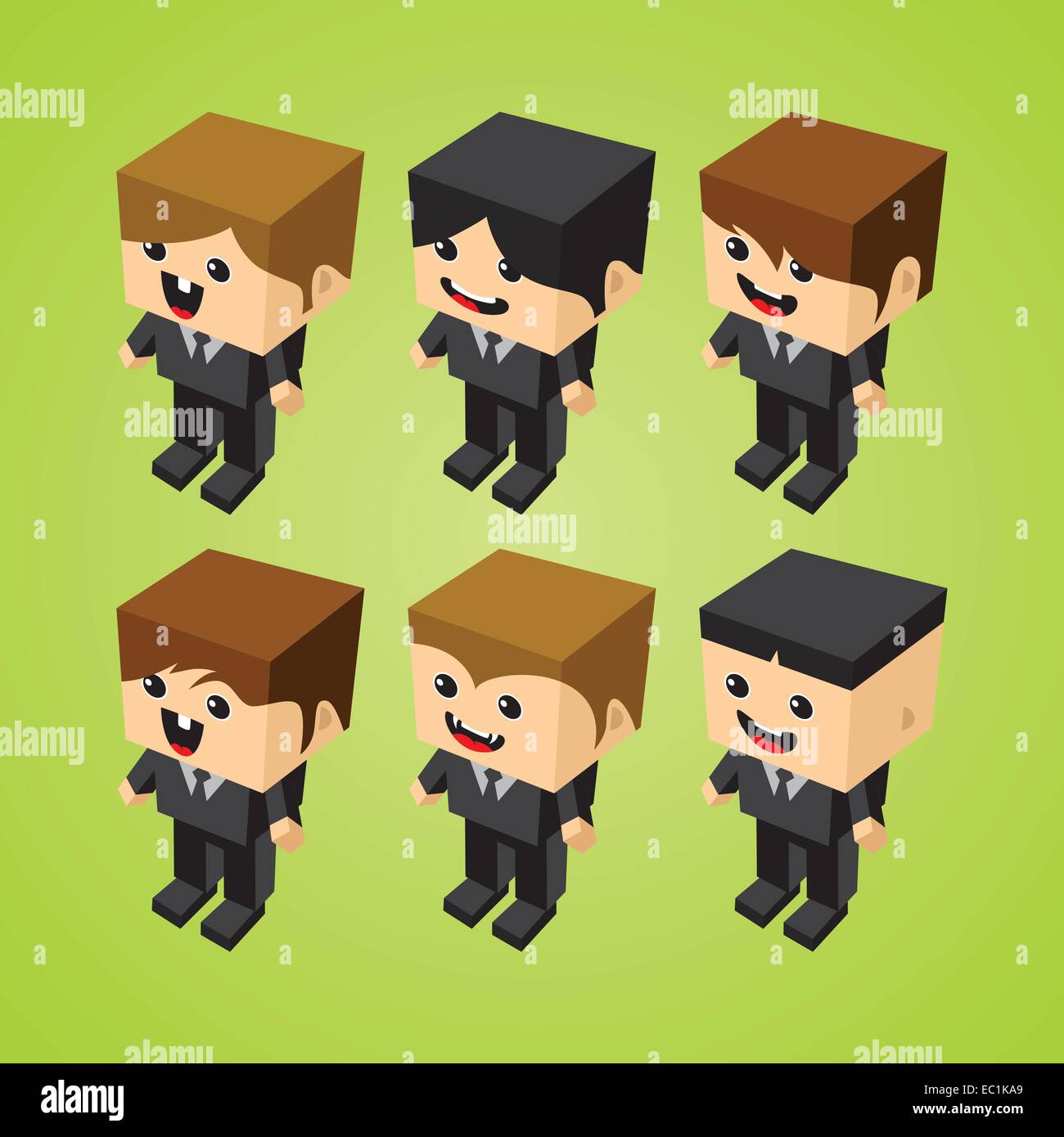 block isometric cartoon character vector illustration Stock Vector ...