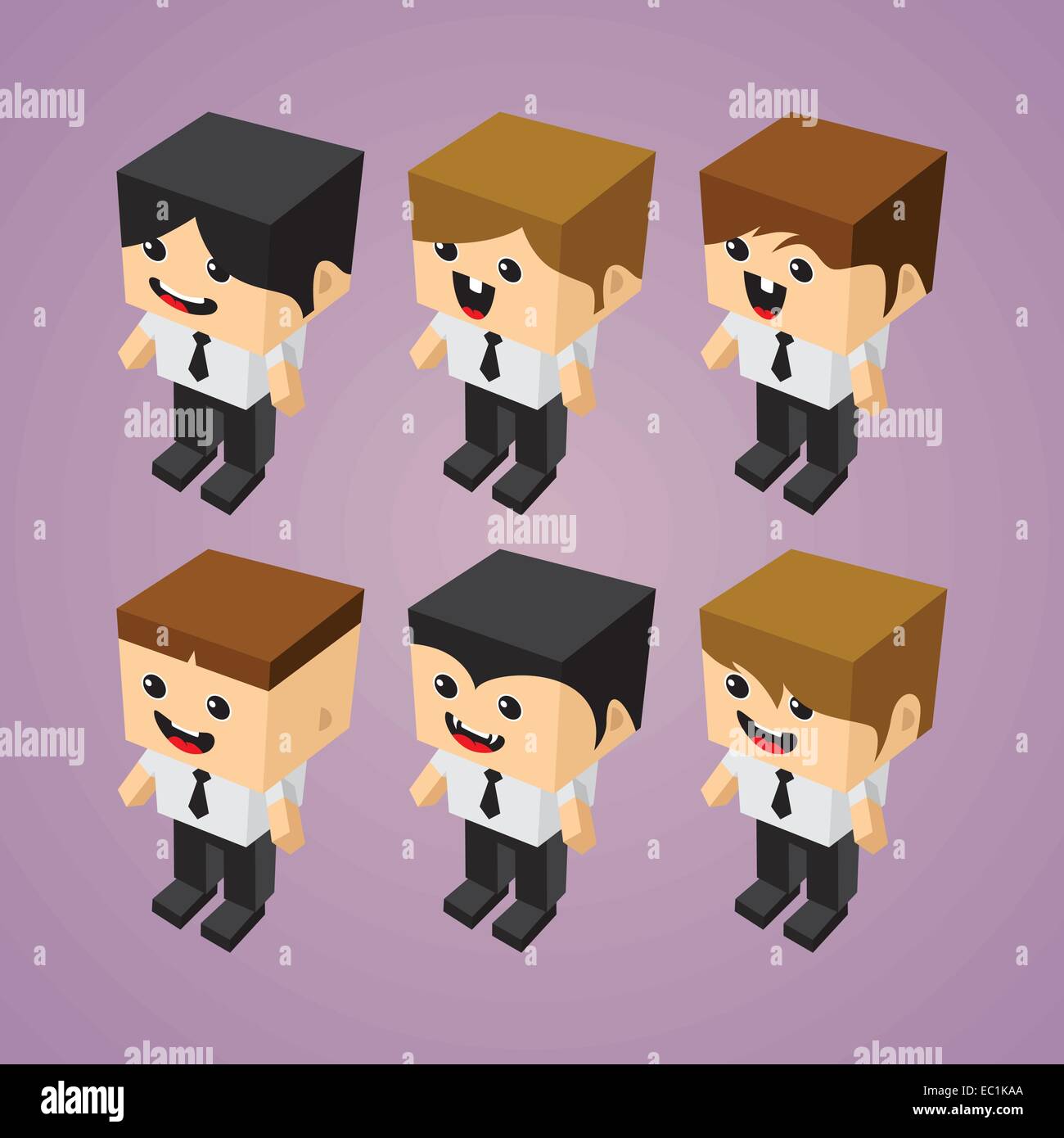block isometric cartoon character vector illustration Stock Vector ...
