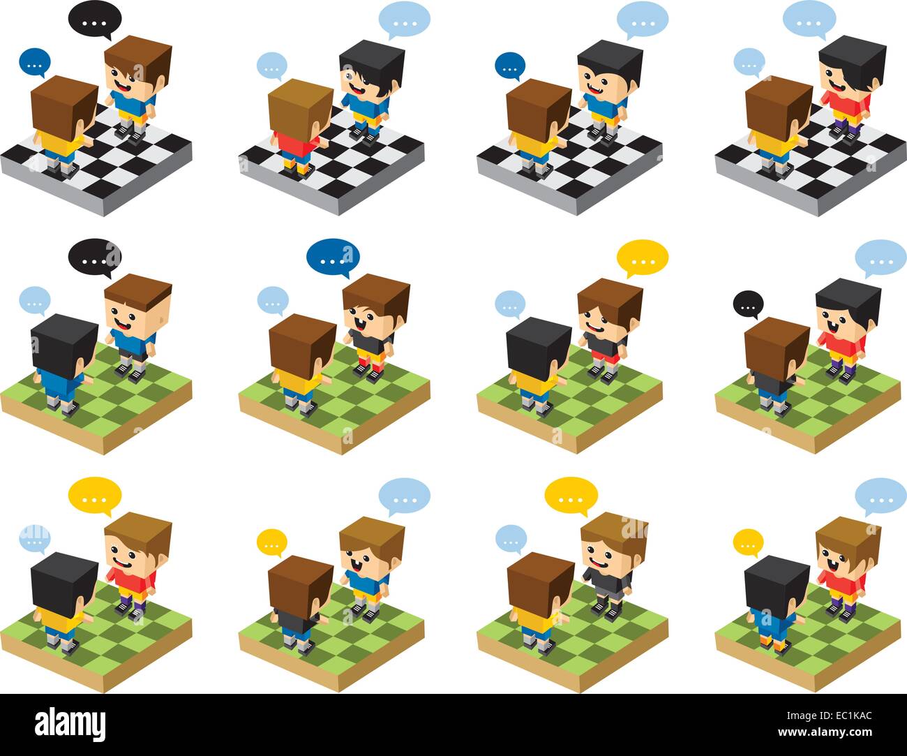 block isometric cartoon character vector illustration Stock Vector ...