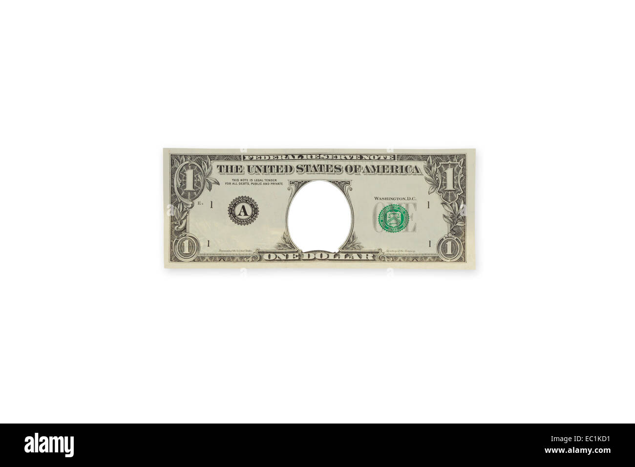 One Dollar Note template with presidents portrait removed Stock Photo ...