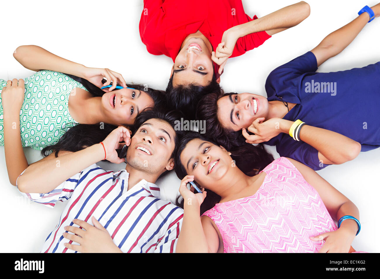 indian College Friends Students talking phone Stock Photo - Alamy