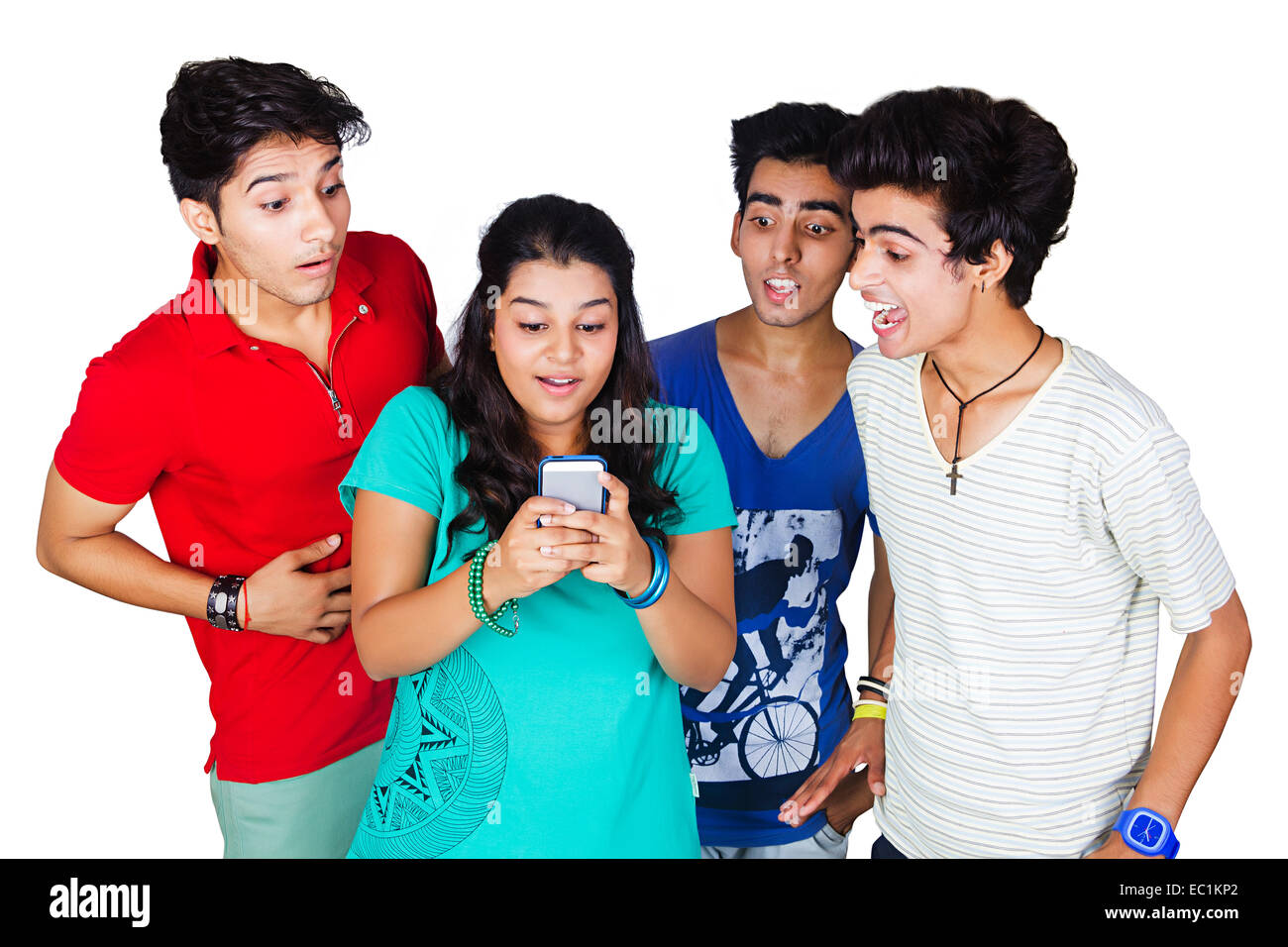 indian College Friends Students Chating phone Stock Photo - Alamy