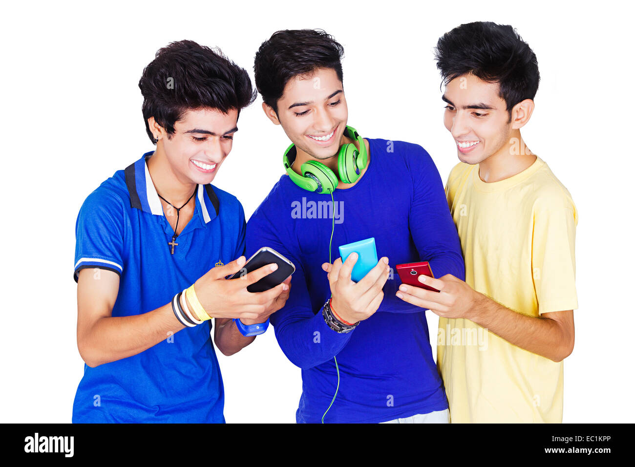 indian boys College Friends Students chating phone Stock Photo - Alamy