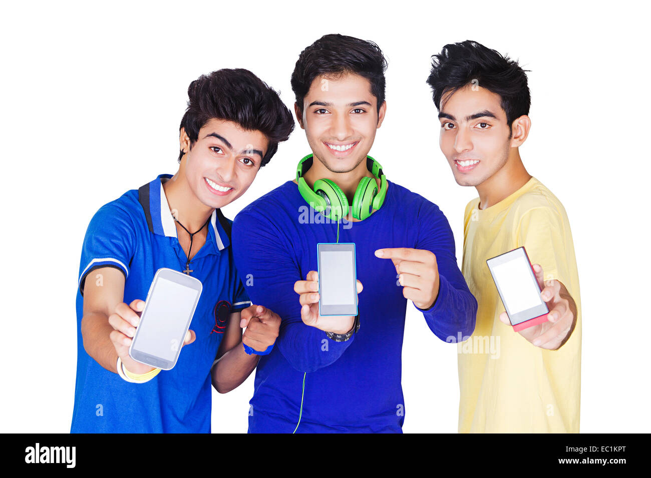 indian boys College Friends Students showing phone Stock Photo - Alamy