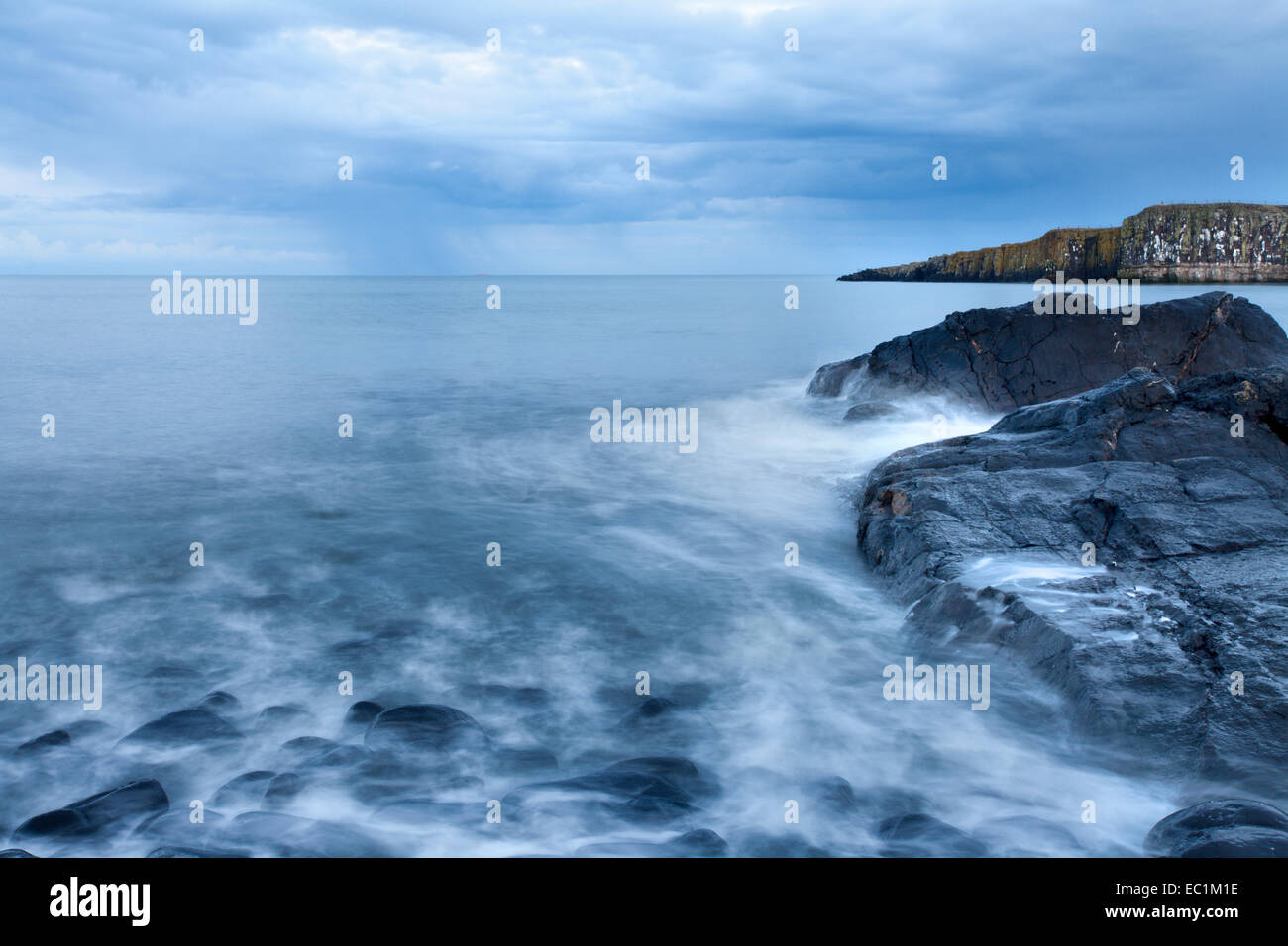 Rain over the Sea at Greymare Rock Dunstanburgh Northumberland Coast ...