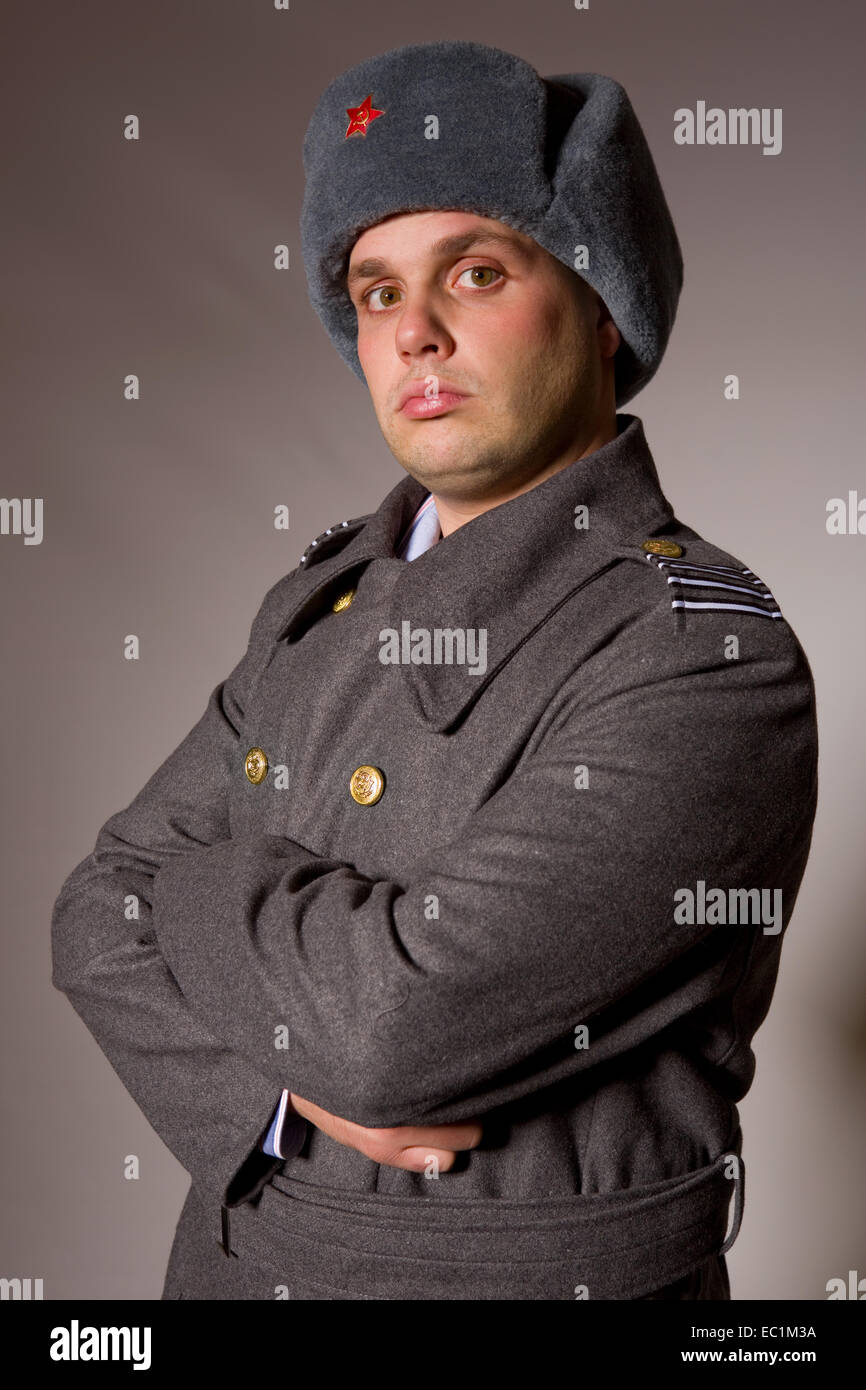 young man dressed as russian military, studio picture Stock Photo - Alamy