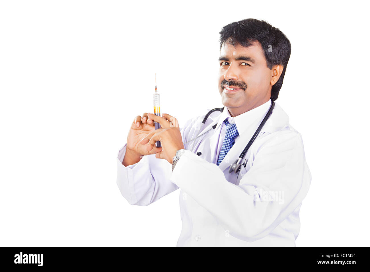one indian Doctor with Injection Stock Photo - Alamy