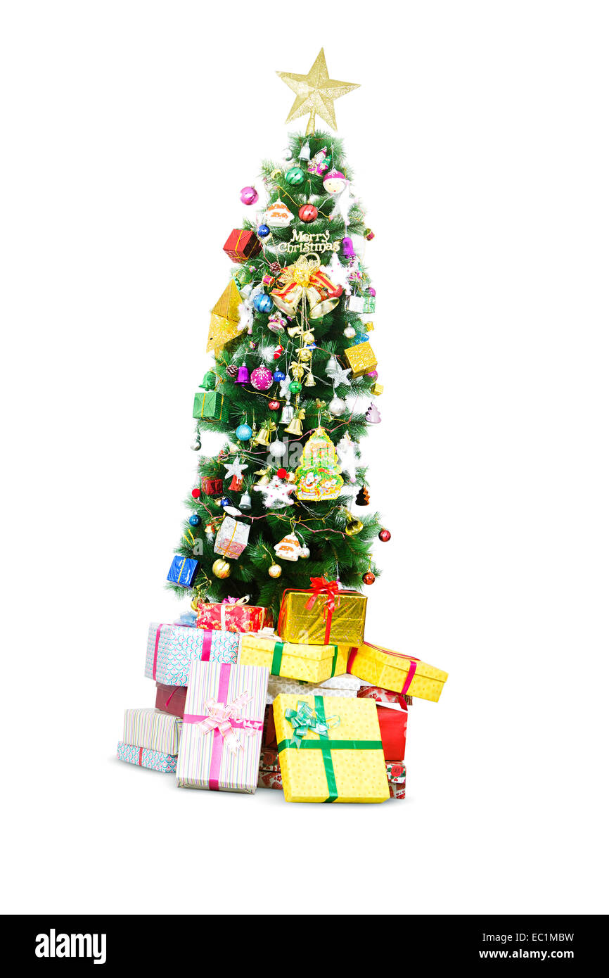 Christmas Festival Tree with gift Nobody Stock Photo - Alamy