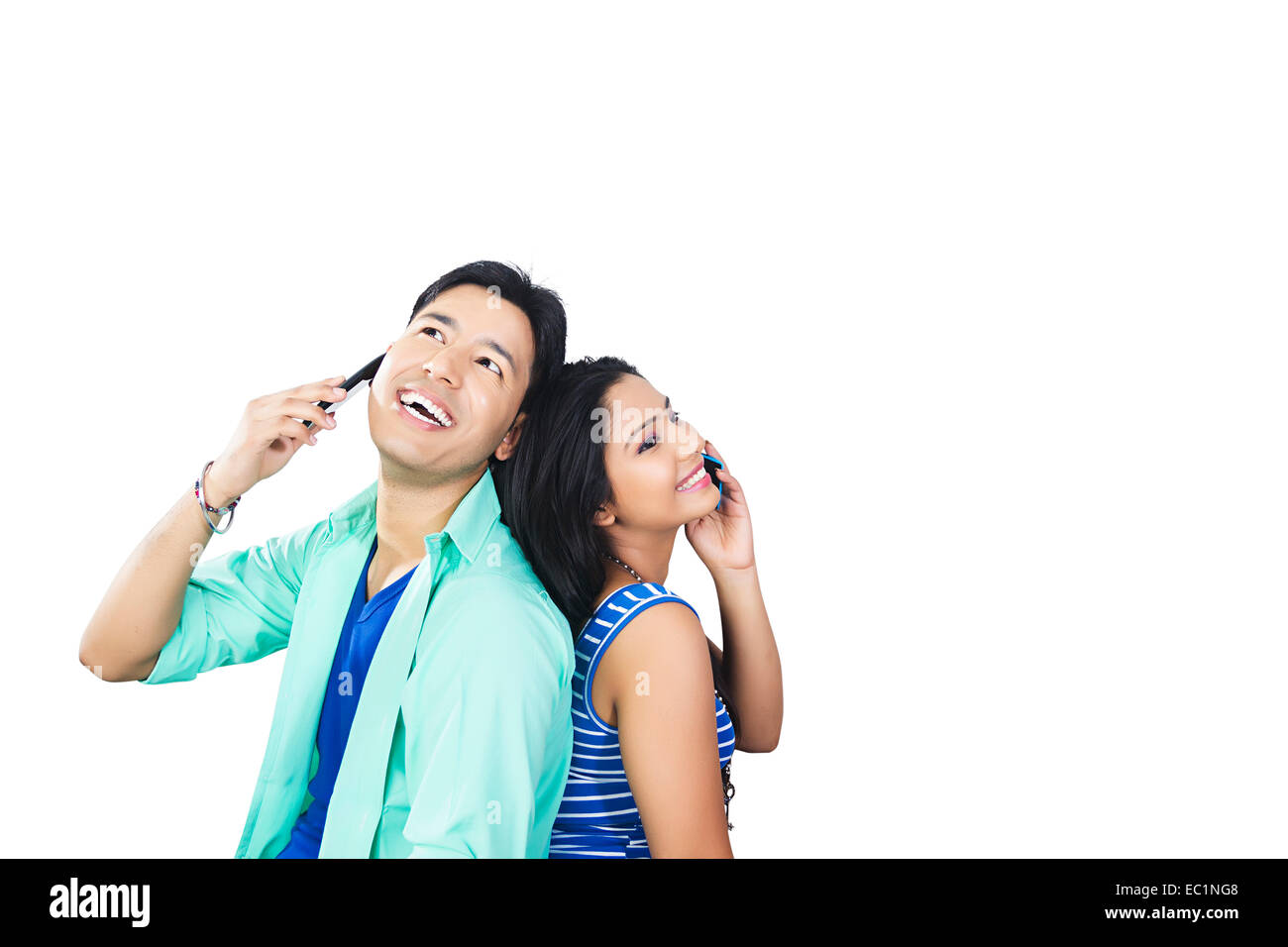 indian college couple talking phone Stock Photo - Alamy