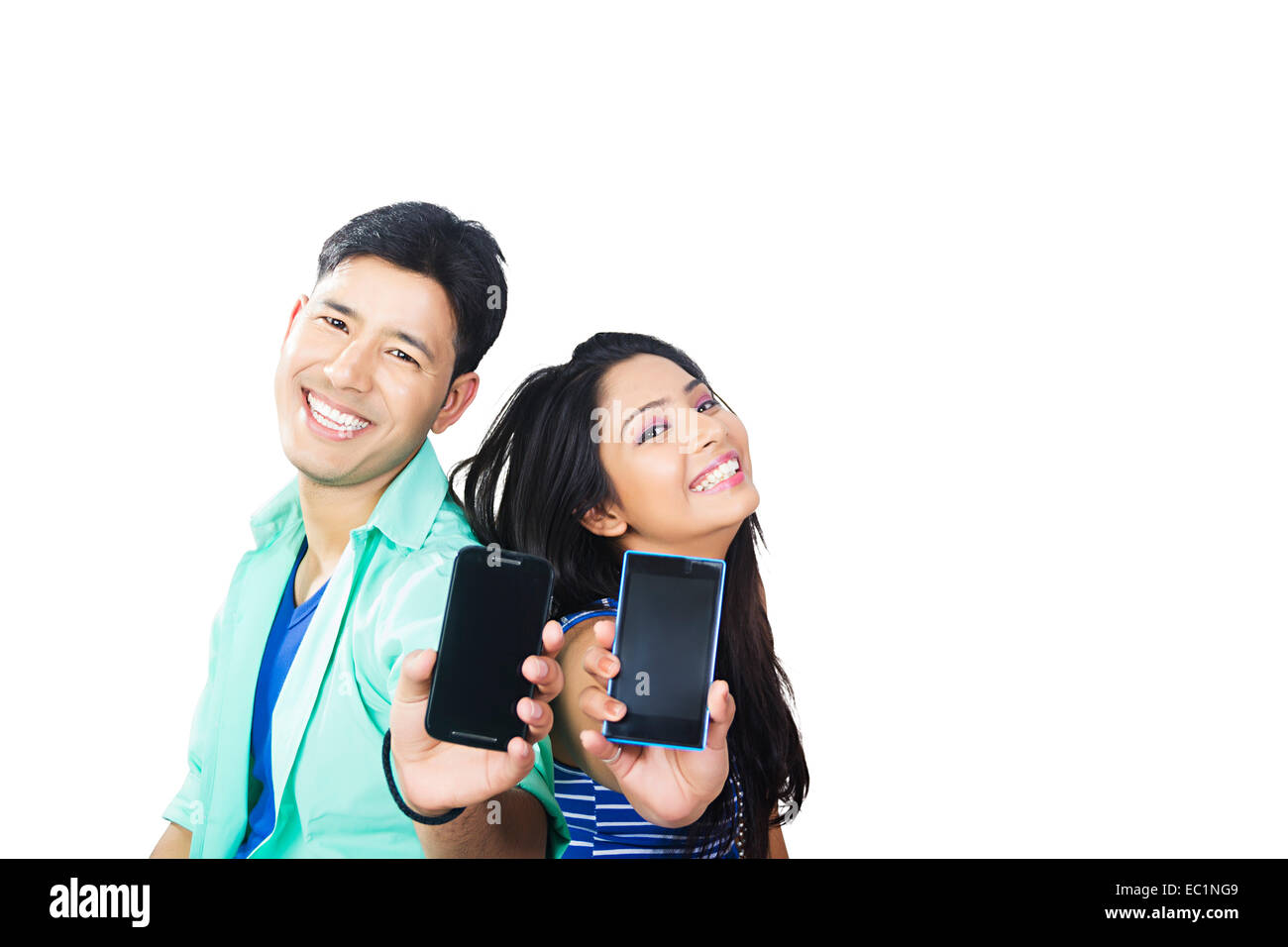 indian college couple talking phone Stock Photo - Alamy