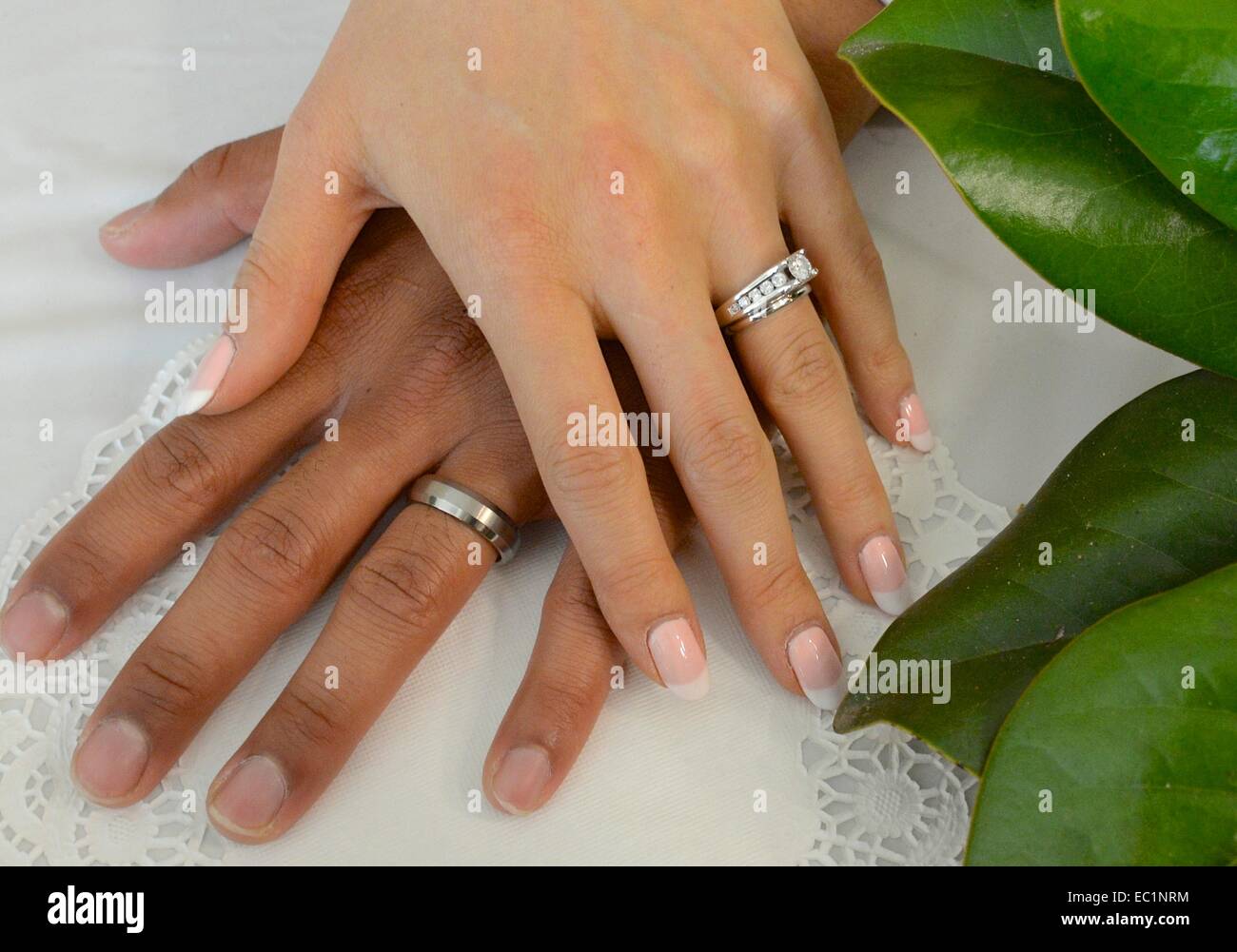 Hands with wedding rings Stock Photo - Alamy