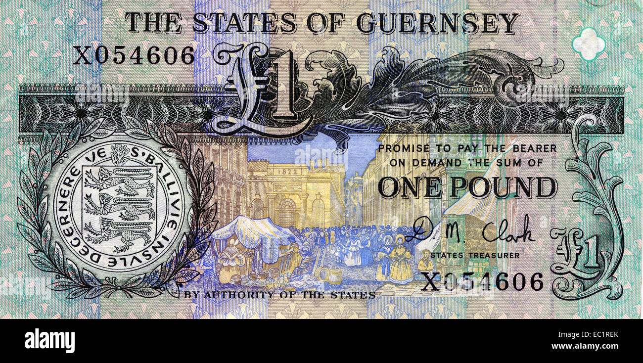 The States of Guernsey Currency money one Pound Note Reverse Stock ...