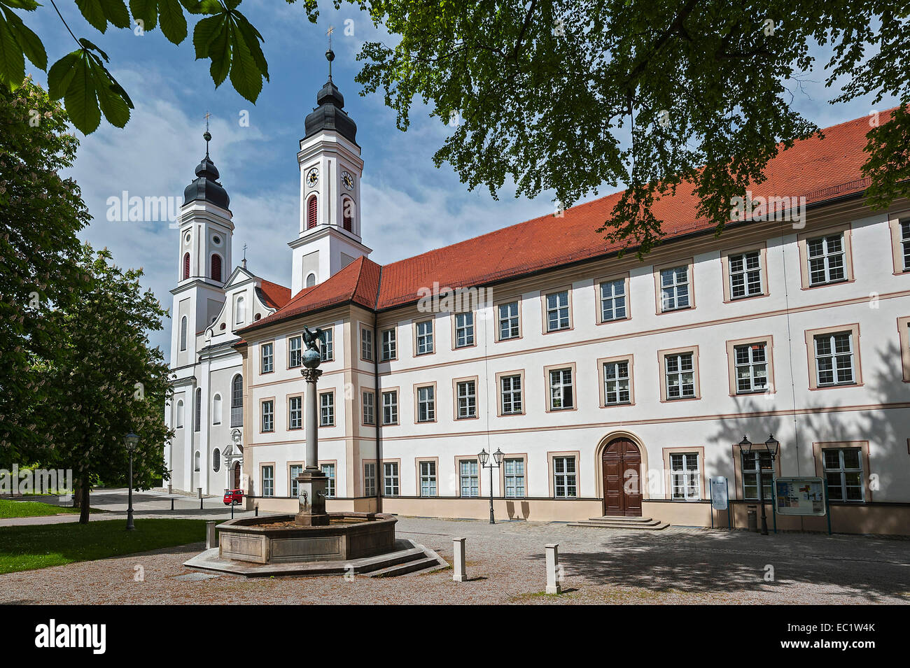 Fountain and Irsee Abbey, Irsee, Bavaria, Germany Stock Photo - Alamy