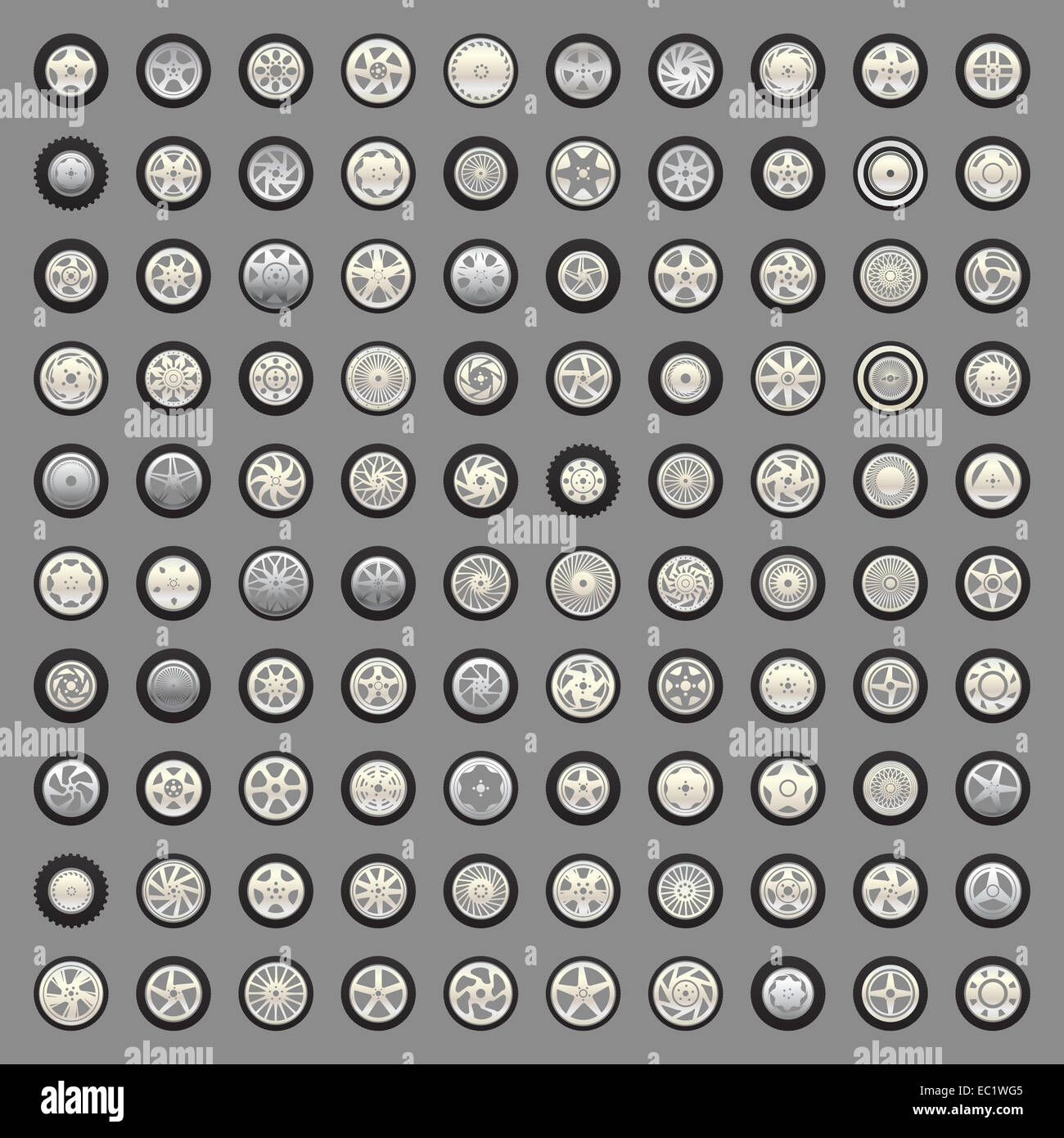 vector set of wheels and rims for your design Stock Photo - Alamy