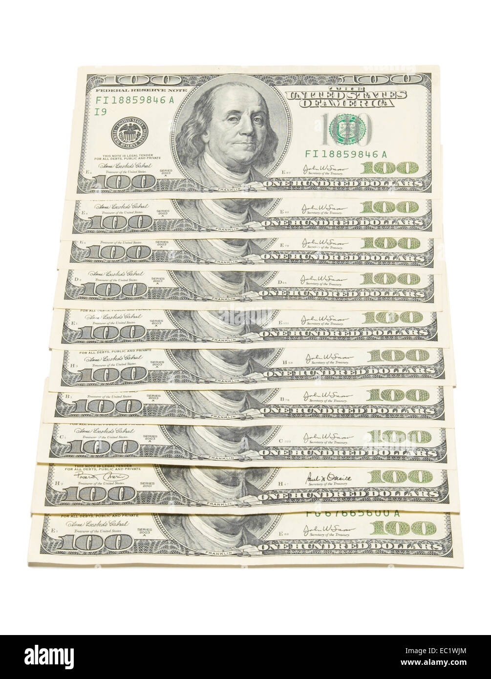 Stack american dollars isolated on white Stock Photo - Alamy