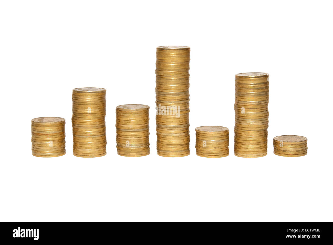 Diagram of golden coins isolated on white Stock Photo - Alamy