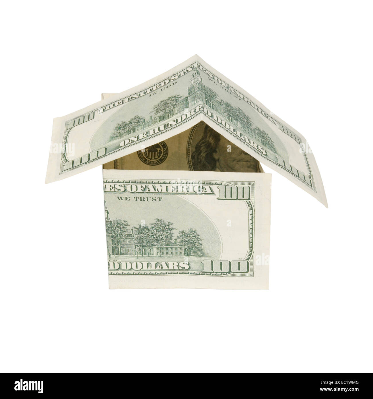 Dollars house isolated on white Stock Photo - Alamy