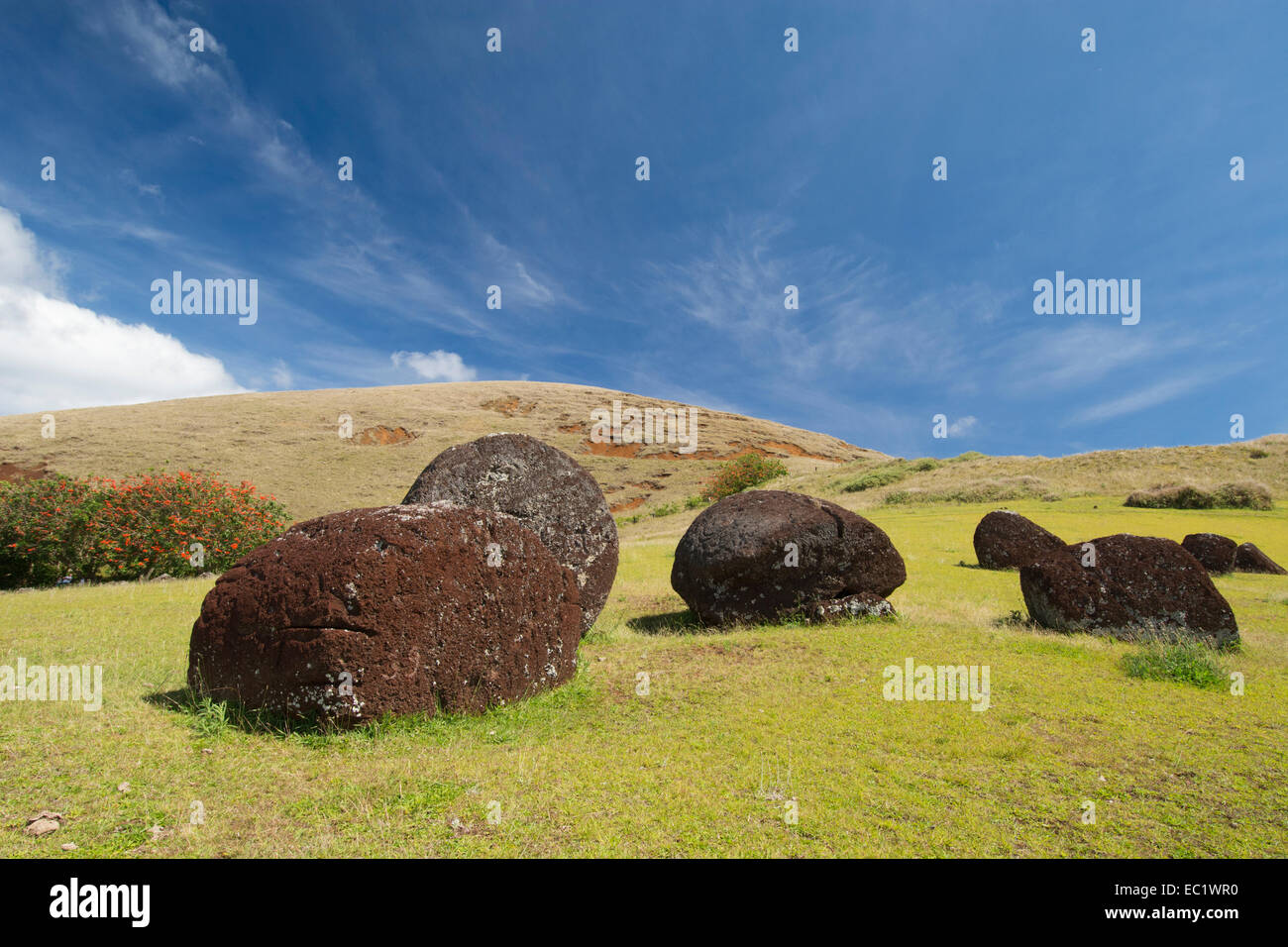 Chile, Easter Island aka Rapa Nui. Puna Pau, Rapa Nui NP. Volcanic ...
