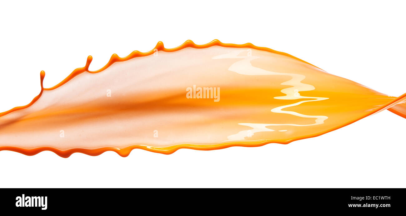 Orange paint splash isolated on white background Stock Photo - Alamy