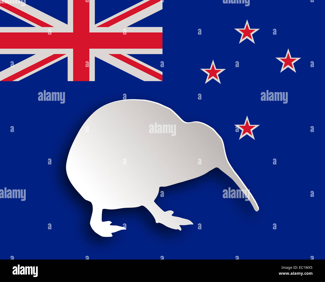 Kiwi on flag Stock Photo - Alamy