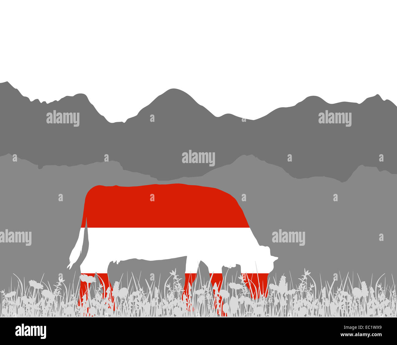 Cow alp and austrian flag Stock Photo - Alamy