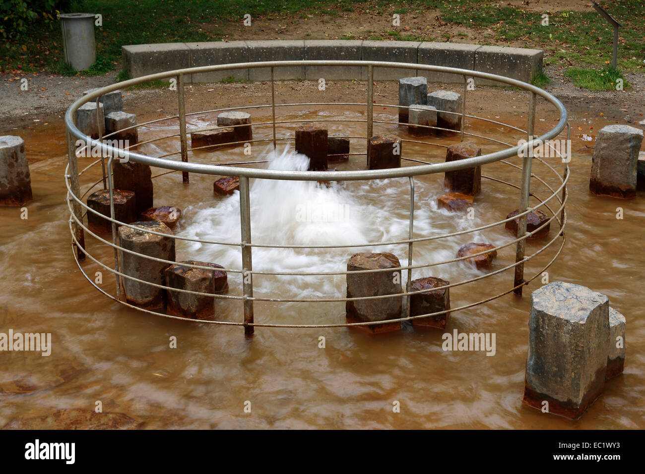Cold water geyser Wallender Born erupting, Wallenborn, Volcanic Eifel ...