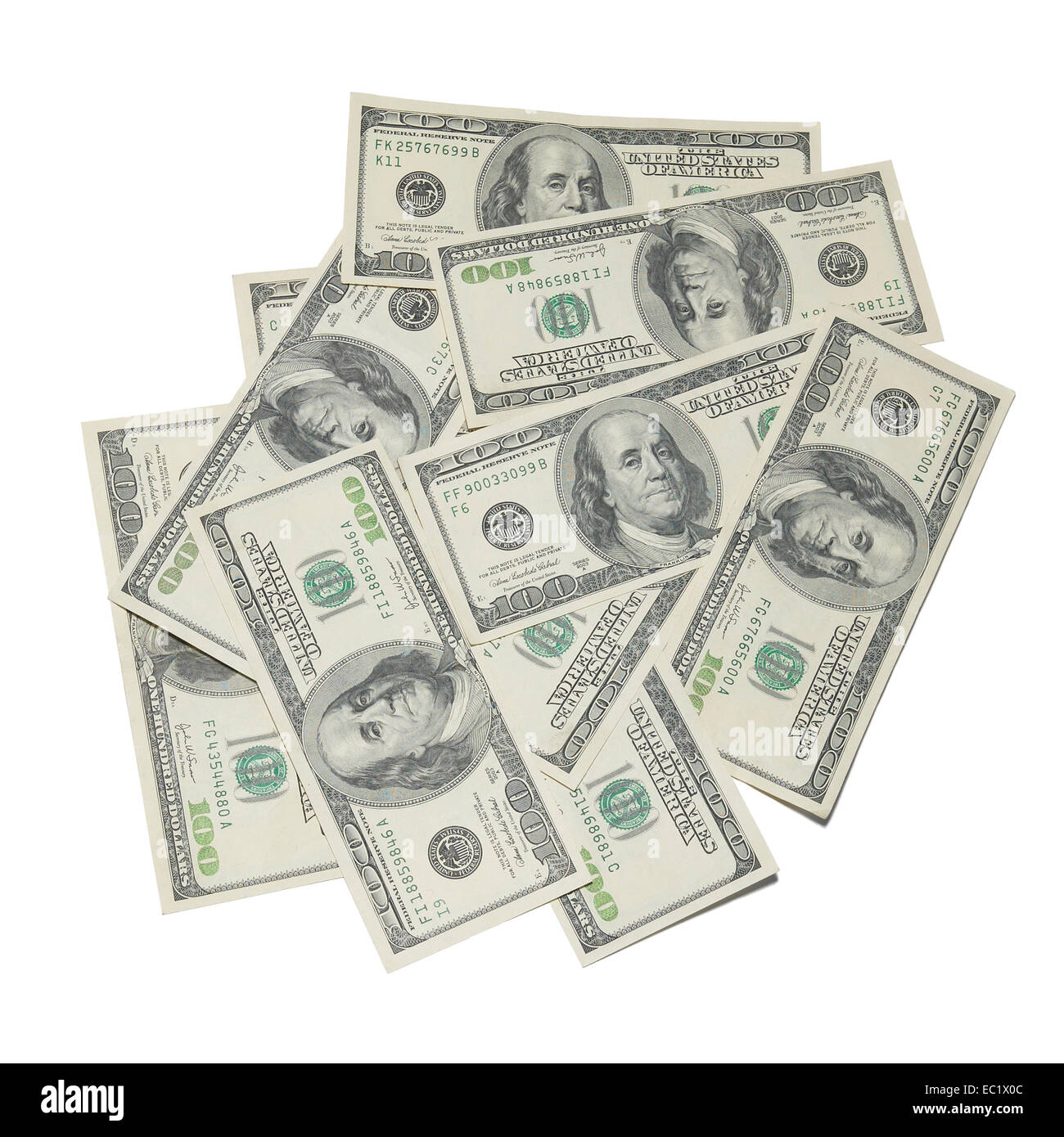Stack of american dollars isolated on white Stock Photo - Alamy