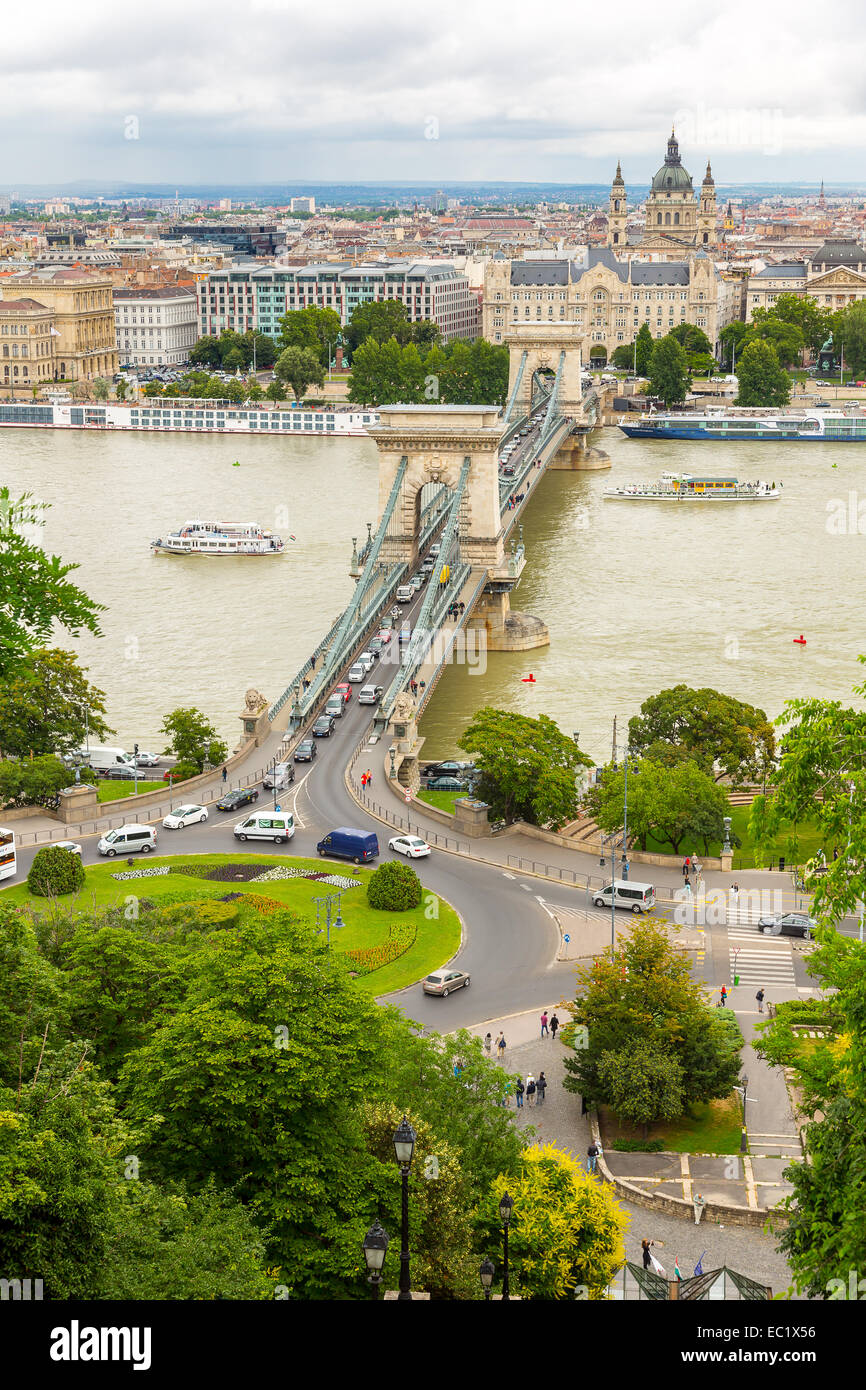 View across the Danube to Pest from The Buda Castle Hill, with the ...