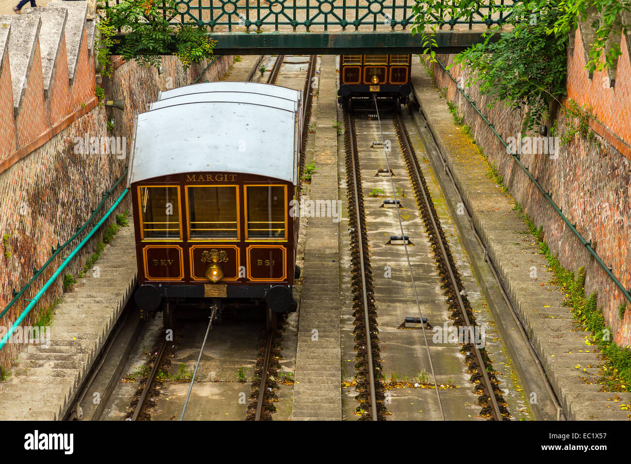 Budapest Funicular cable cars Stock Photo - Alamy