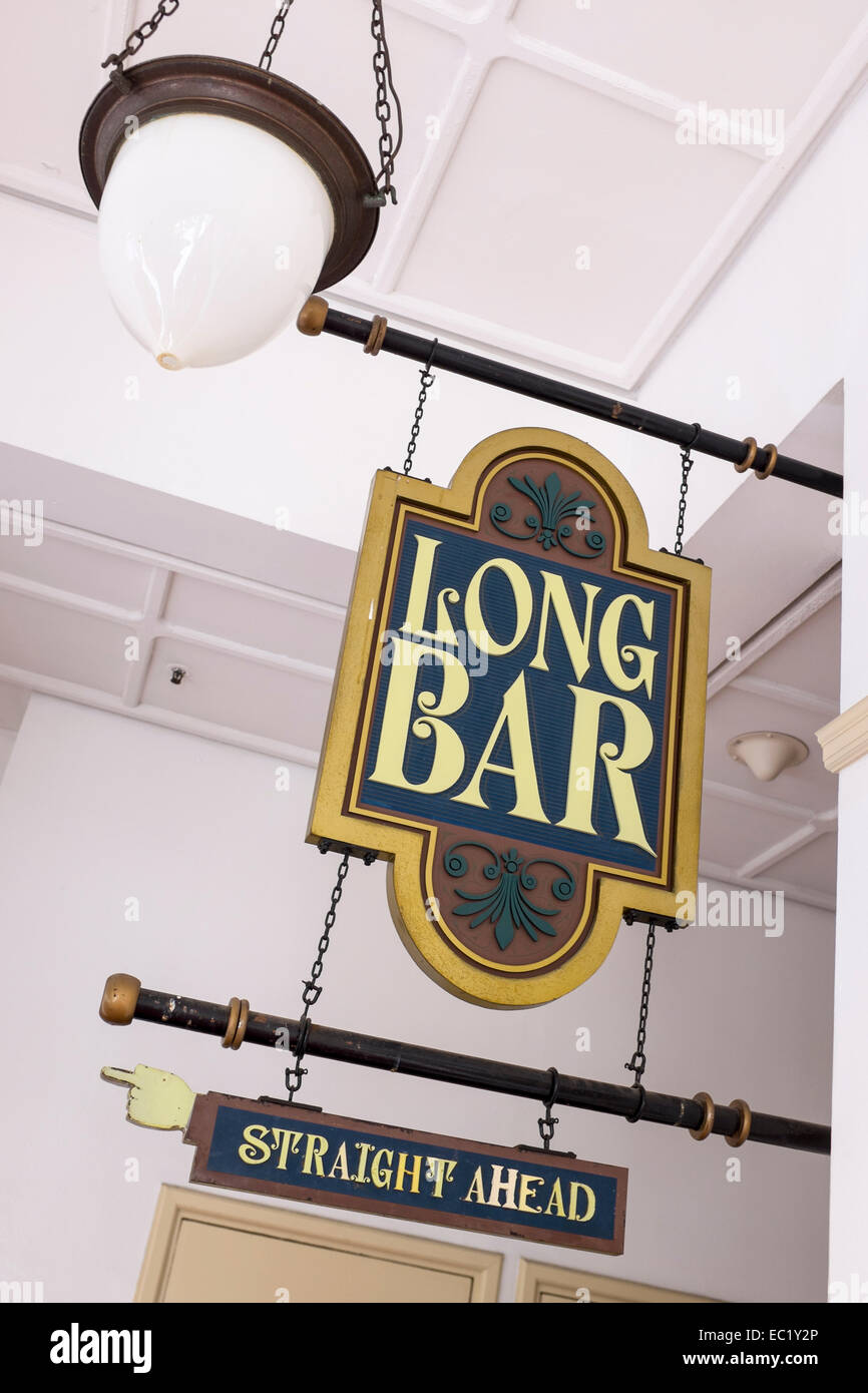 A sign to the Long Bar at the Raffles Hotel in Singapore Stock Photo ...