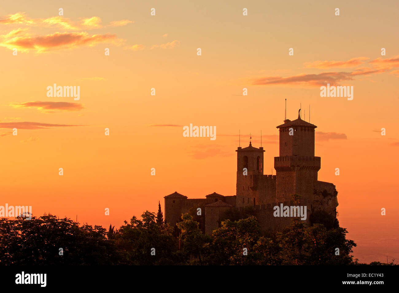 Rocca Guaita tower at sunset, Monte Titano, San Marino, Republic of San ...