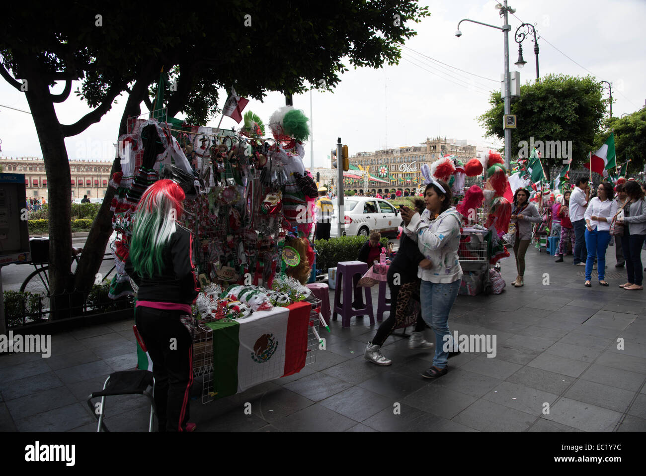 A shop selling goods for celebration of independence day,Mexico city ...