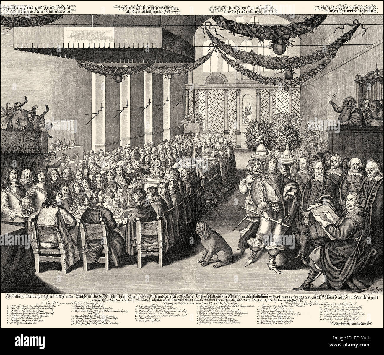 Nuremberg peace banquet in 1649, after the end of the Thirty Years War ...