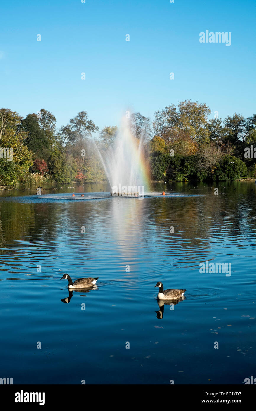 London UK scenic park fountain pond lake scenic, Victoria Park, Hackney ...