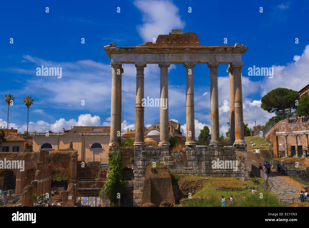 Roman forum with the temple of saturn hi-res stock photography and ...