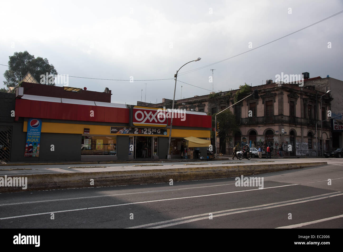 Convenience store and colonial style architecture,Mexico city,Mexico ...