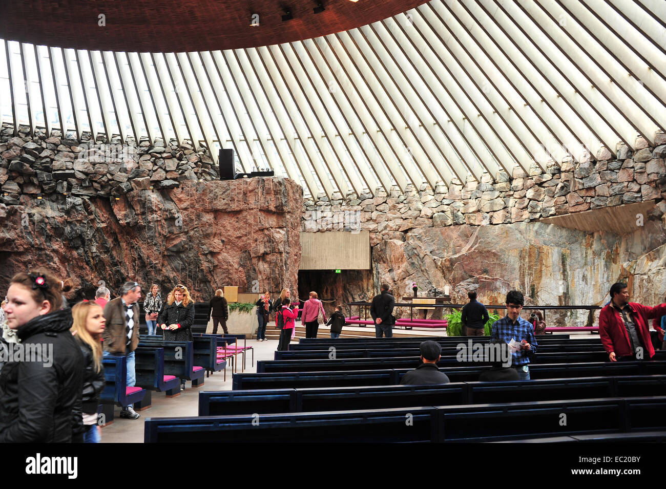 Granite rocks in the Church of the Rock, Temppeliaukio Church, Helsinki ...