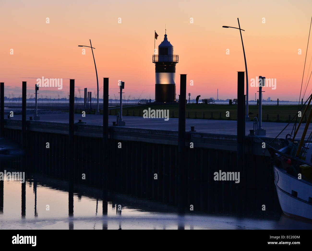 Kleiner Preuße or Little Prussian Lighthouse, evening mood, dusk, North ...
