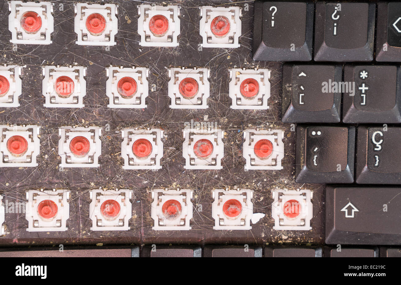 Top view of dismantled dirty keyboard, closeup Stock Photo - Alamy