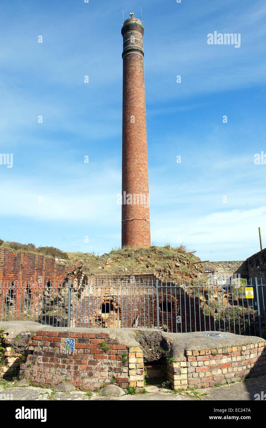 Large brick chimney, no longer used. The Holyhead Breakwater Country ...