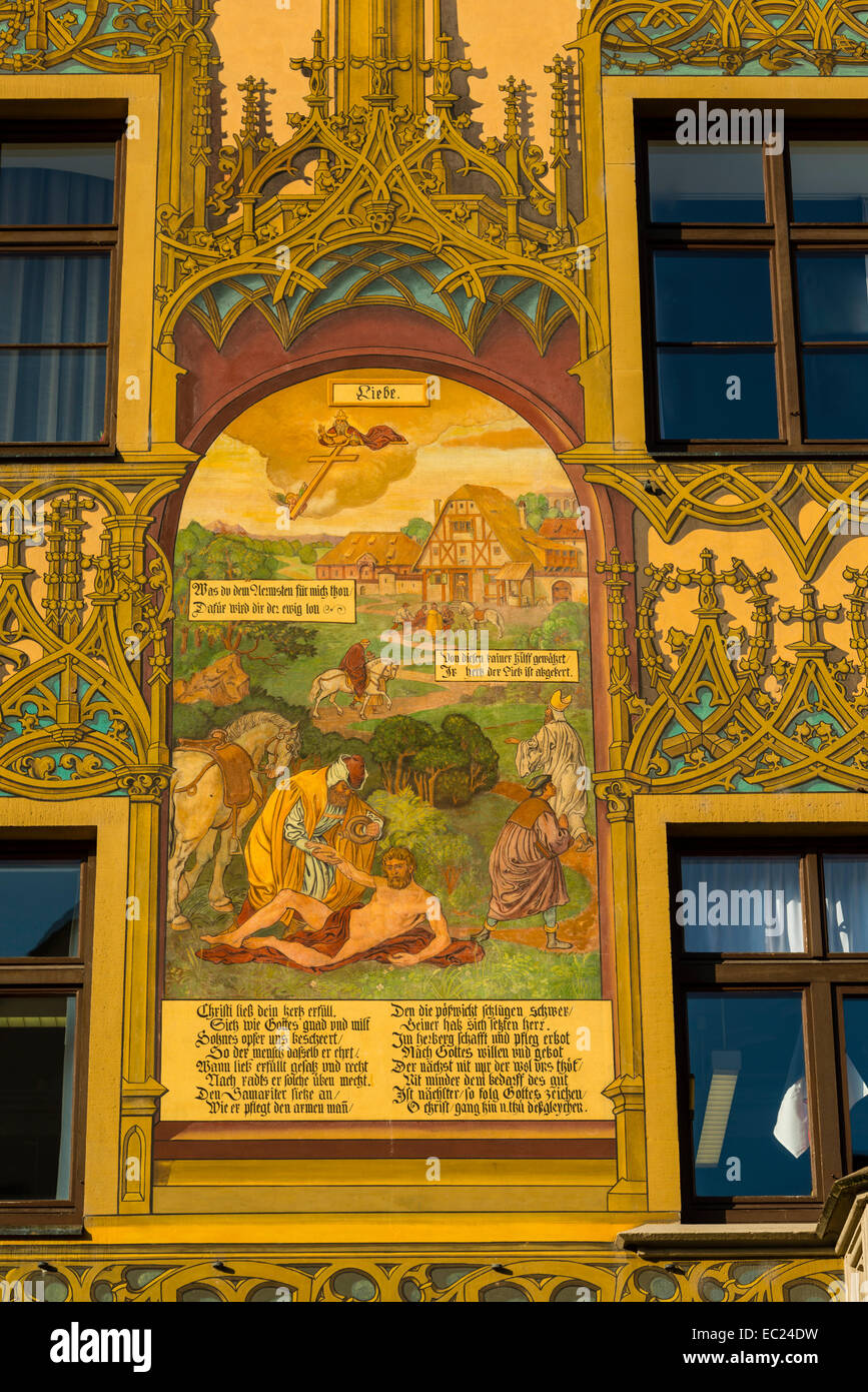 Love, mural, frescoes from the 16th century, Ulmer town hall, Ulm ...