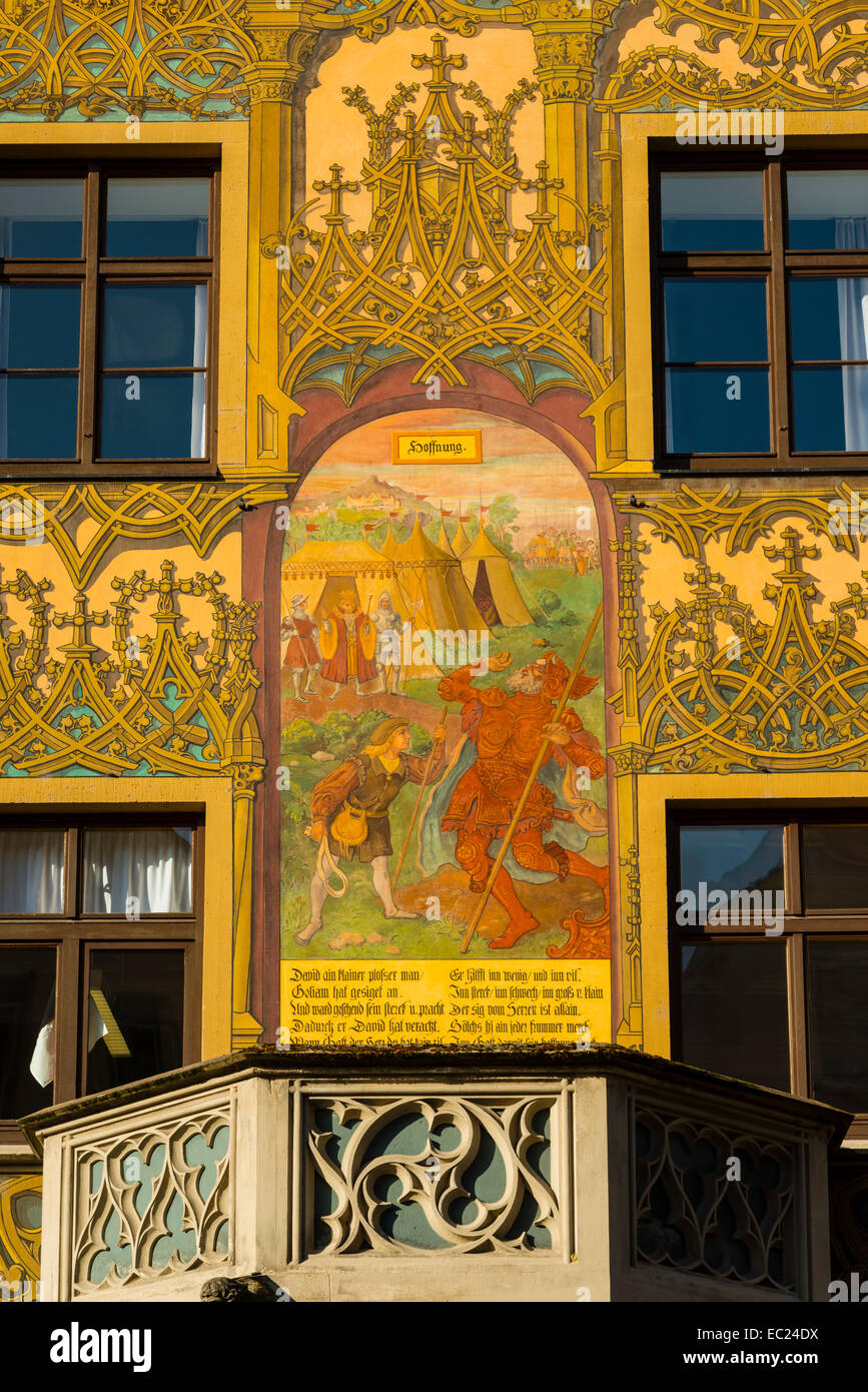 Hope, mural, frescoes from the 16th century, preaching pulpit, Ulm Town ...