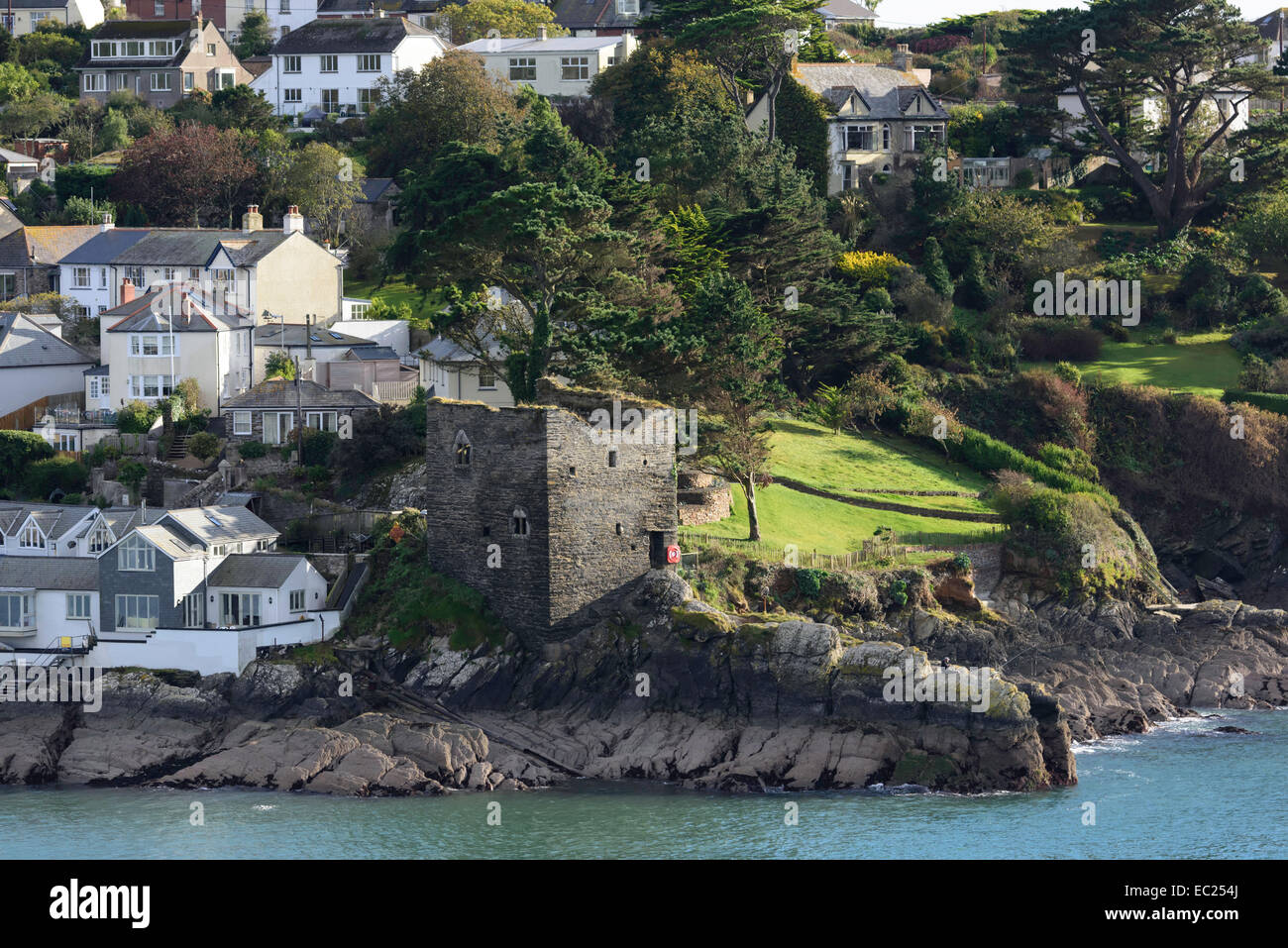 Polruan with the Polruan blockhouse fortification from across the river ...