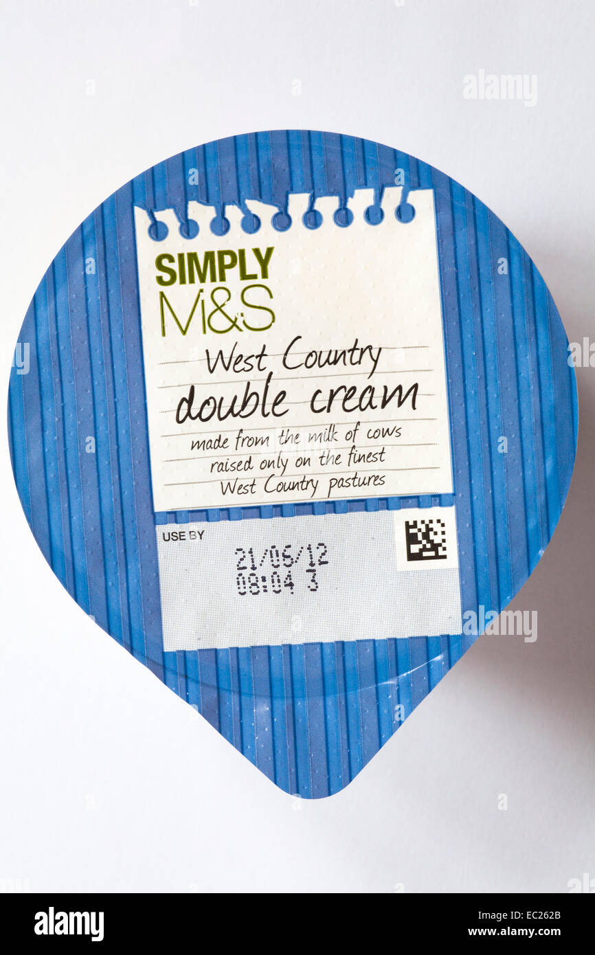 Tub of Simply M&S West Country Double Cream isolated on white ...
