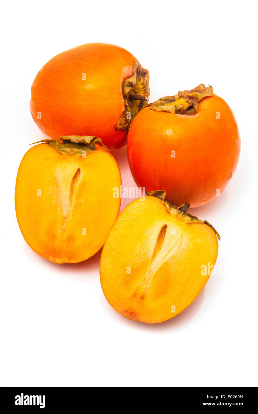 Persimon or Sharon fruit isolated on a white studio background Stock ...