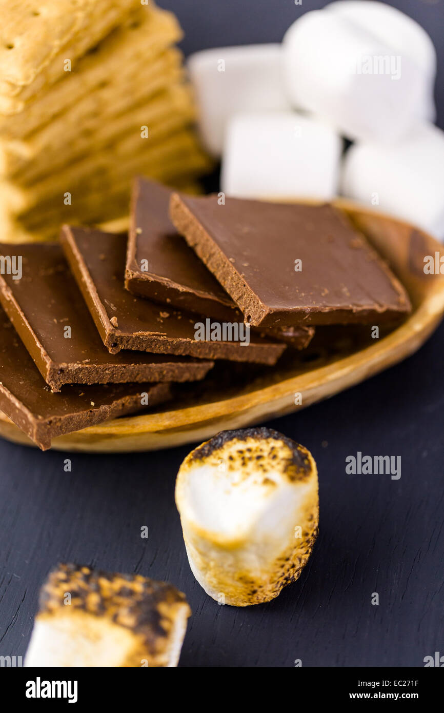 Freshly toasted smores with large white marshmallows Stock Photo - Alamy