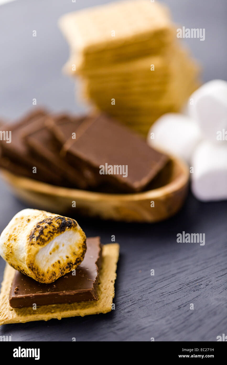 Freshly toasted smores with large white marshmallows Stock Photo - Alamy